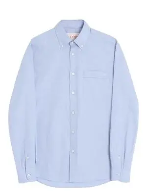 Valentino Garavani Cotton Oxford Shirt With Vlogo Embroidery Azure