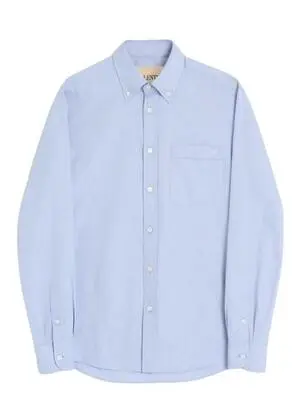 Valentino Garavani Cotton Oxford Shirt With Vlogo Embroidery Azure