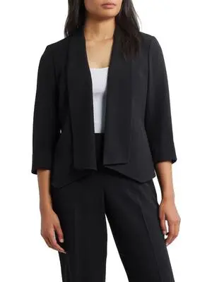 KASPER Shawl Collar Open Front Jacket - Black