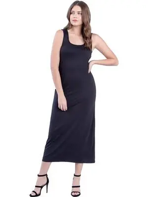 24SEVEN COMFORT APPAREL Scoop Neck Racerback Maxi Dress - Black