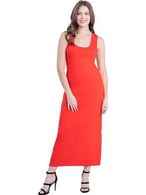24SEVEN COMFORT APPAREL Scoop Neck Racerback Maxi Dress - Orange
