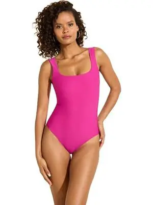STYLEST Dreamsculpt Square Neck One-piece Swimsuit - Berry