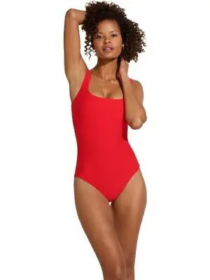 STYLEST Dreamsculpt Square Neck One-piece Swimsuit - Hot Pepper