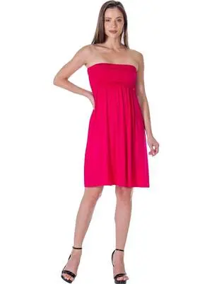 24SEVEN COMFORT APPAREL Strapless Empire Waist Mini Dress - Pink