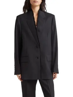 TOTEME Raw Lapel Wool Twill Blazer - Black