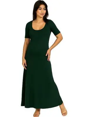 24SEVEN COMFORT APPAREL Maternity Maxi Dress With Sleeves - Hunter
