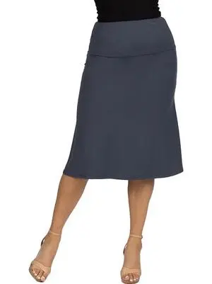 24SEVEN COMFORT APPAREL A-line Knee Length Skirt - Charcoal