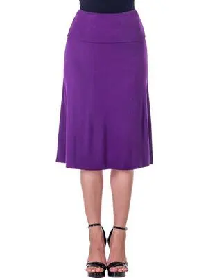 24SEVEN COMFORT APPAREL A-line Knee Length Skirt - Purple