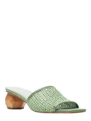 FRANCES VALENTINE Raffia Block Heel Sandal Green
