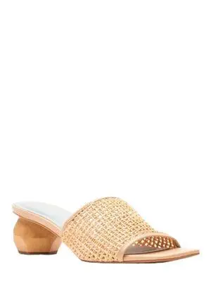 FRANCES VALENTINE Raffia Block Heel Sandal Natural