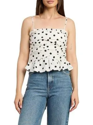 EN SAISON Harley Ruched Linen-blend Camisole - Ivory Black