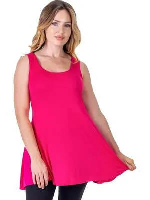 24SEVEN COMFORT APPAREL Scoop Neck Sleeveless Tunic Top - Pink