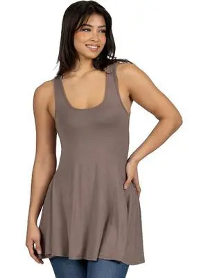 24SEVEN COMFORT APPAREL Scoop Neck Sleeveless Tunic Top - Taupe