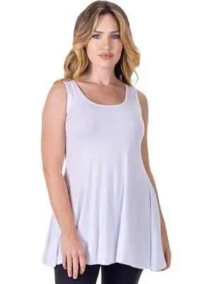 24SEVEN COMFORT APPAREL Scoop Neck Sleeveless Tunic Top - White