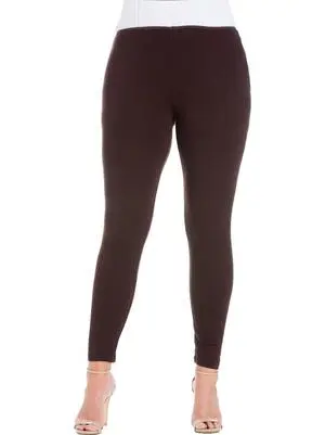 24SEVEN COMFORT APPAREL Stretch Ankle Length Leggings - Brown
