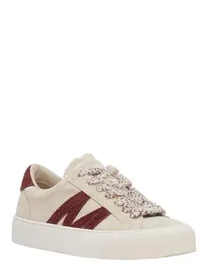 Moncler Monaco2 Suede Low Top Sneaker - Oatmeal