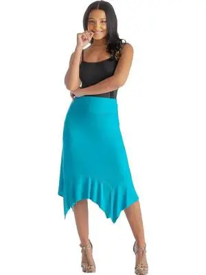 24SEVEN COMFORT APPAREL Knee Length Handkerchief Hem Skirt - Jade