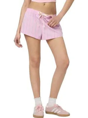 FLORENCE BY MILLS Stretch-poplin Lounge Shorts - Pink Off Stripe