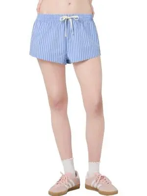 FLORENCE BY MILLS Stretch-poplin Lounge Shorts - Wind Surfer Stripe