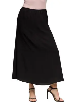 24SEVEN COMFORT APPAREL A-line Maxi Skirt With Elastic Waist - Black