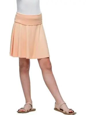 24SEVENKID Foldover Waist Flared Knee-length Skirt - Melon