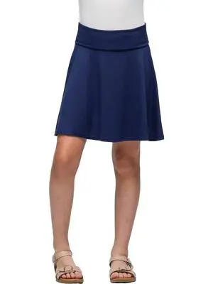 24SEVENKID Foldover Waist Flared Knee-length Skirt - Navy