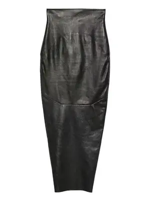 Rick Owens Leather Maxi Skirt - Black