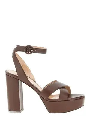 GIANVITO ROSSI Heeled Platform Sandal - Brown