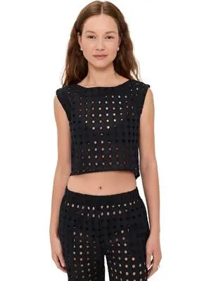 LE BOP Eyelet Odette Top - Black