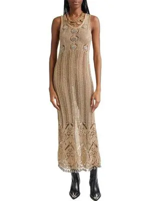 Rabanne Openwork Tank Maxi Sweater Dress - Light Gold
