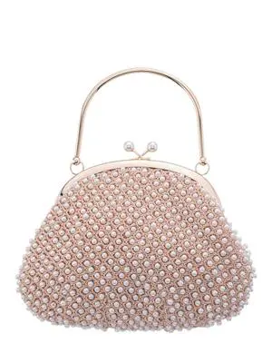 Nina Kym Top Handle Bag Beige/ Ivory Pearl