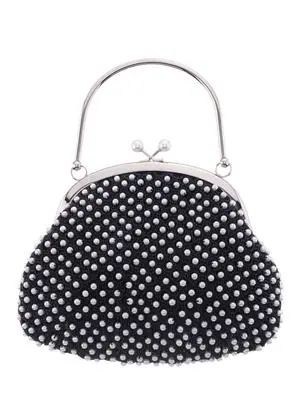 Nina Kym Top Handle Bag - Black/ White Pearl