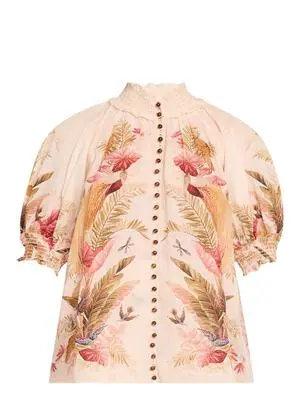 Zimmermann Ascension Billow Blouse - Cream Palm Floral