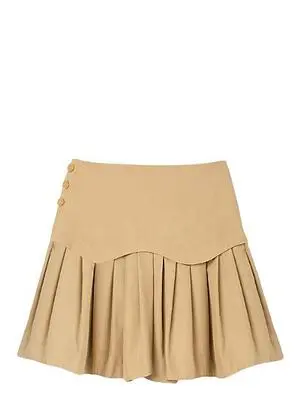 Sandro High-rise Ruffle-hem Mini Skirt - Beige