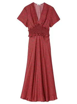 Sandro Scarf-print Woven Maxi Dress - Red / Pink