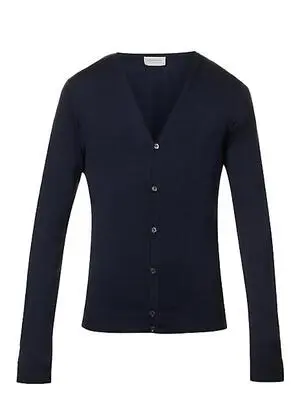 John Smedley Petworth V-neck Merino Wool Cardigan - Midnight