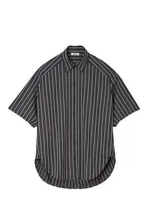 Sandro Striped Rhinestone-embellished Cotton Shirt - Grey