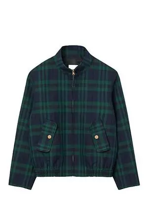 Sandro Checked High-neck Woven Jacket - Green / Blue
