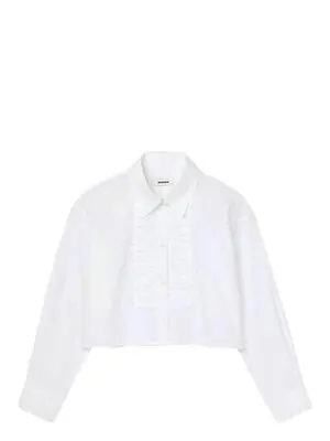 Sandro Bow-embellished Cropped Cotton Shirt - White
