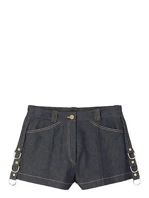 Sandro Ring-embellished Denim Shorts - Deep Blue