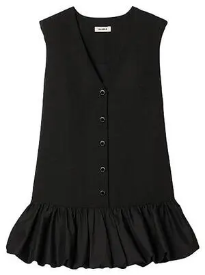 Sandro Ruffle-hem Button-down Mini Dress - Black