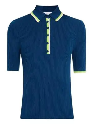 Gabriela Hearst Perro Ribbed Polo Shirt - Washed Denim