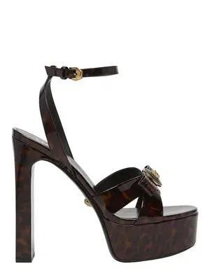 Versace Gianna Ribbon Platform Sandals - 5n75v-turtle Brown-versace Gold