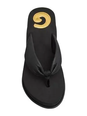 Cult Gaia CG Leather Flatform Sandals Black