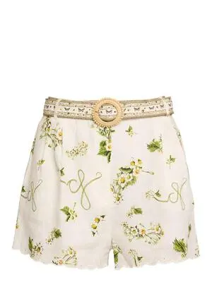 Camilla Tuck Front Linen Shorts - Botanical Utopia