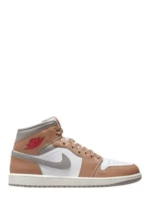 JORDAN 1 Mid Rattan Sneakers - Hemp/white/college Grey