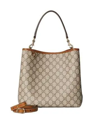 Gucci Gg Emblem Medium Bucket Bag Gg Canvas - Beige