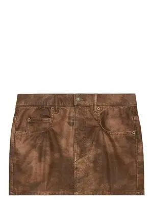 MARANT ETOILE Kimmy Mini Faux Leather Skirt - Tabacco