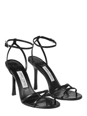 JIMMY CHOO 1998 Leo 100 High Heel Sandals - Black