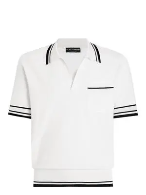 Dolce & Gabbana Silk Piqué Polo Shirt - White